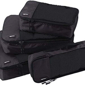 Amazon Basics 4 Piece Packing Travel Organizer Cubes Set, Black