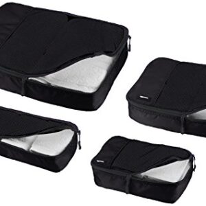 Amazon Basics 4 Piece Packing Travel Organizer Cubes Set, Black