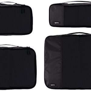 Amazon Basics 4 Piece Packing Travel Organizer Cubes Set, Black