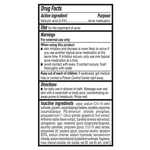 Amazon Basics Clarifying Pink Grapefruit Body Wash, 2% Salicylic Acid Acne Treatment, Dermatologist Tested, 8.5 Fluid Ounces, 4-Pack (Previously Solimo)