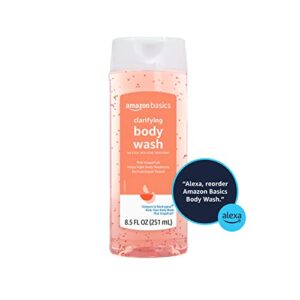 Amazon Basics Clarifying Pink Grapefruit Body Wash, 2% Salicylic Acid Acne Treatment, Dermatologist Tested, 8.5 Fluid Ounces, 4-Pack (Previously Solimo)