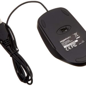 Amazon Basics 3-Button Wired USB Computer Mouse, Black