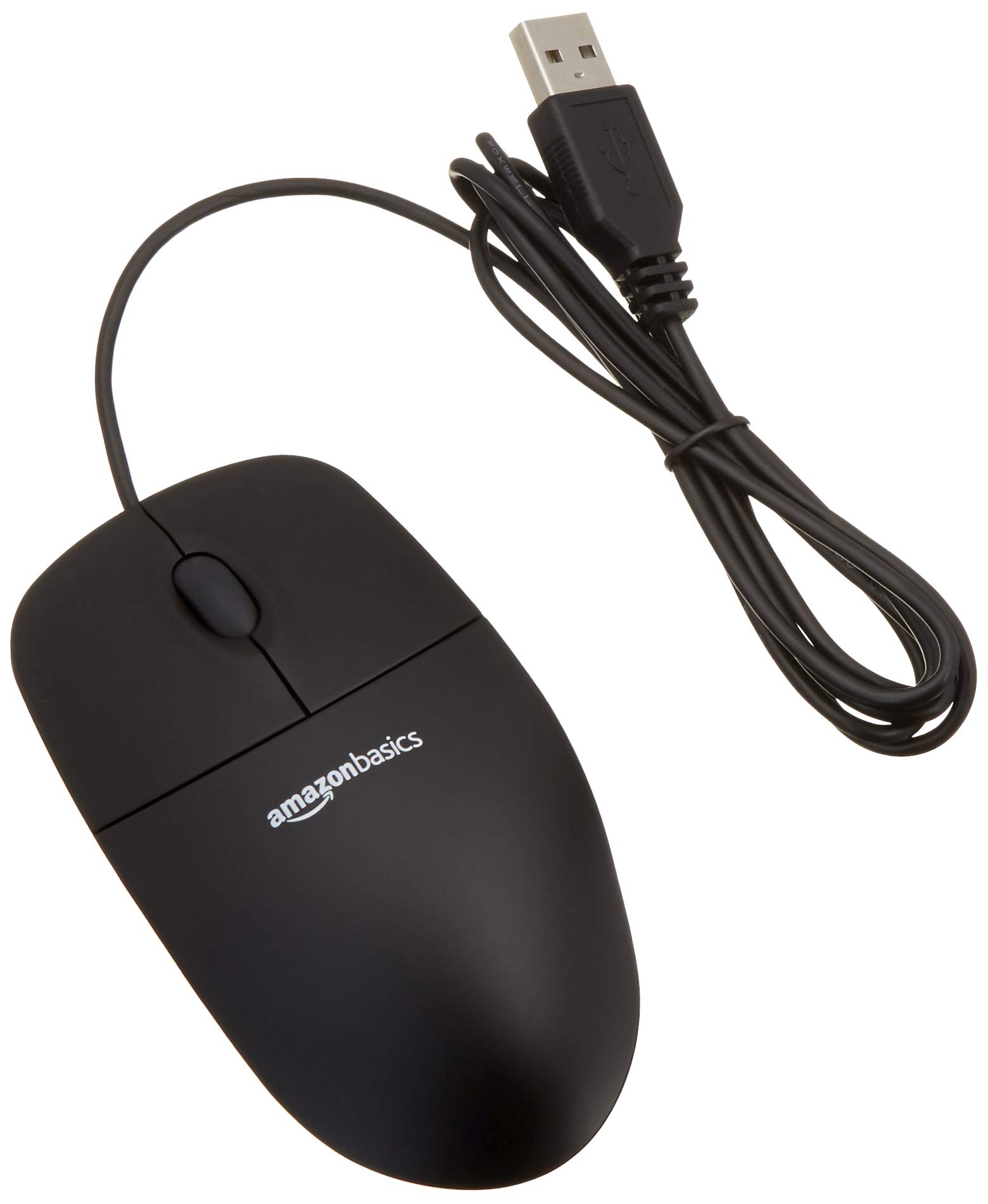 Amazon Basics 3-Button Wired USB Computer Mouse, Black