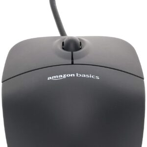 Amazon Basics 3-Button Wired USB Computer Mouse, Black