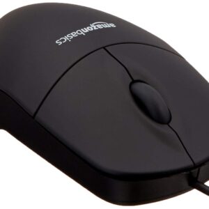 Amazon Basics 3-Button Wired USB Computer Mouse, Black