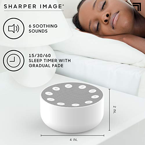 SHARPER IMAGE Sleep Therapy White Noise Machine, Soothing Nature Sounds for Baby Kid Adult, Portable Relaxation Wellness Meditation and Naps, Peaceful Rest Sleep Aid, Holiday Gift