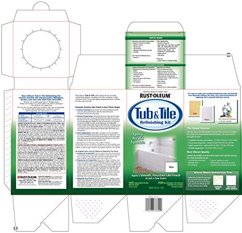 New Rust-Oleum Tub & Tile Refinishing 2 Part Kit White 7860519 32 oz Rustoleum