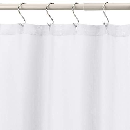 Amazon Basics Linen Style Bathroom Shower Curtain - Bright White, 72 Inch