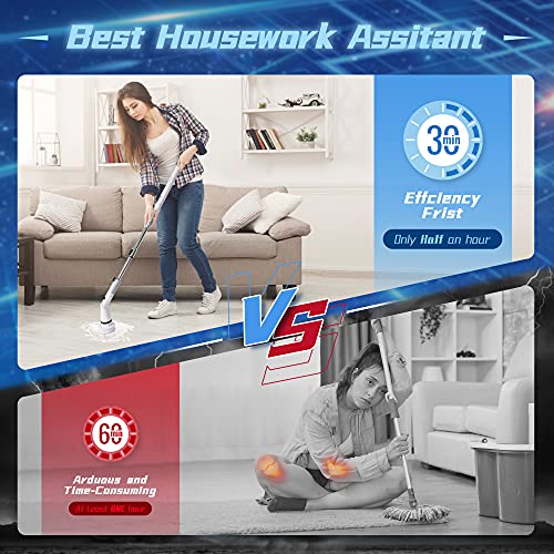 Shower Cleaning Brush, Electric Spin Scrubber, Cordless Shower Scrubber for Cleaning, Tub and Tile Power Scrubber, Adjustable Extension Handle & 4 Replaceable Brush Heads for Home,Kitchen,Floor,Car