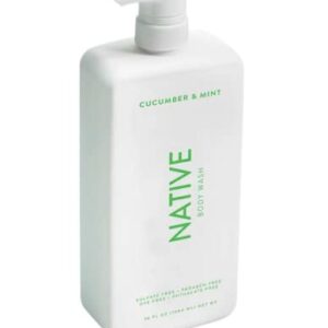 Native Body Wash for Women, Men | Sulfate Free, Paraben Free, Dye Free, with Naturally Derived Clean Ingredients, 36 oz bottle with pump - Pack of 1 (Cucumber & Mint)