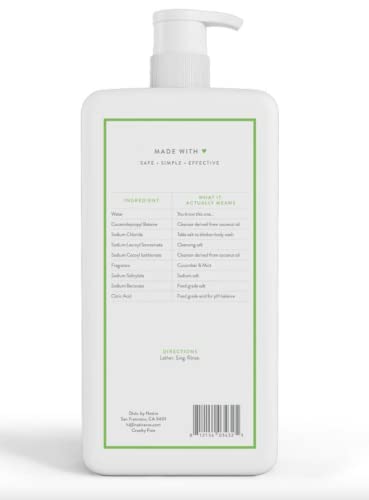 Native Body Wash for Women, Men | Sulfate Free, Paraben Free, Dye Free, with Naturally Derived Clean Ingredients, 36 oz bottle with pump - Pack of 1 (Cucumber & Mint)