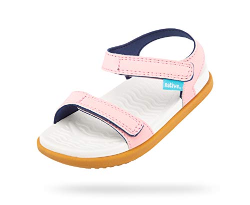 Native Shoes Kids Charley Sandal for Toddlers & Little Kids - EVA Upper Outsole, Contoured Toe Bar Water-Friendly Puddle Shoes - Princess Pink/Shell White/Toffee Brown 7 Toddler M