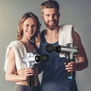 RAEMAO Massage Gun, Muscle Massage Gun with High-tech Brushless Motor, Attaching 15 PCS Upgrade Replacement Heads, Quite Deep Tissue Massager, Carbon