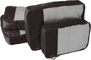 amazon basics 4 piece packing travel organizer cubes set – 2 medium and 2 large, black