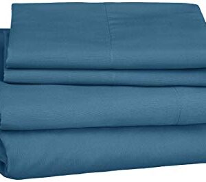 Amazon Basics Soft Microfiber Sheet Set with Elastic Pockets - 3 pcs, Queen, Still Water