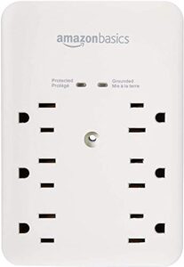 amazon basics 6 outlet, wall mount surge protector, power strip, 2 usb ports 3.4a, 1080 joules