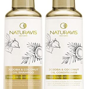 Shampoo and Conditioner Set Coconut Oil and Jojoba - Sulfate and Paraben Free Intense Moisturizing Treatment - For Hydrating Your Scalp and Restoring Dry and Damaged Hair