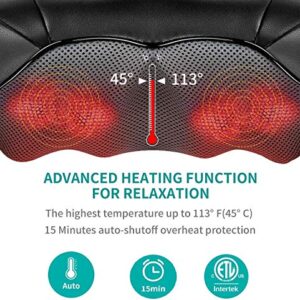 Shiatsu Neck and Back Massager with Soothing Heat, Nekteck Electric Deep Tissue 3D Kneading Massage Pillow for Shoulder, Leg, Body Muscle Pain Relief, Home, Office, and Car Use