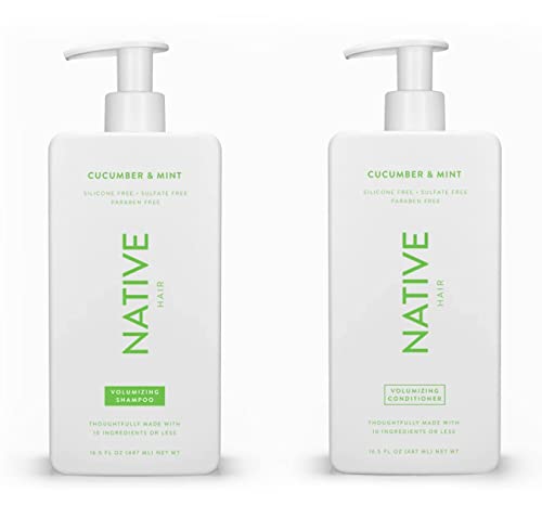 Native Shampoo and Conditioner Set | Sulfate Free, Paraben Free, Dye Free, with Naturally Derived Clean Ingredients| 16.5 oz (Cucumber & Mint Set)