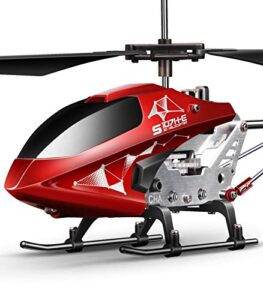 remote control helicopter, s107h-e aircraft with altitude hold, one key take off/landing, 3.5 channel, gyro stabilizer and high &low speed, led light for indoor to fly for kids and beginners(red)