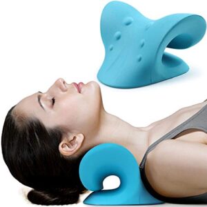 restcloud neck and shoulder relaxer, cervical traction device for tmj pain relief and cervical spine alignment, chiropractic pillow neck stretcher (blue)