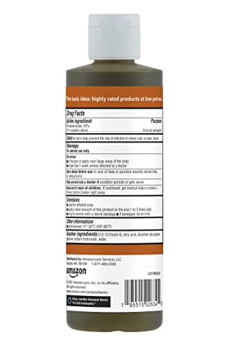 Amazon Basics 10% Povidone Iodine Solution First Aid Antiseptic, 8 Fluid Ounces, 1-Pack (Previously Solimo)