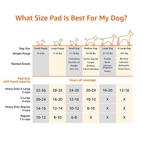 Amazon Basics Dog and Puppy Pee Pads with Leak-Proof Quick-Dry Design for Potty Training, Heavy Duty Absorbency, X-Large, 28 x 34 Inches - Pack of 50