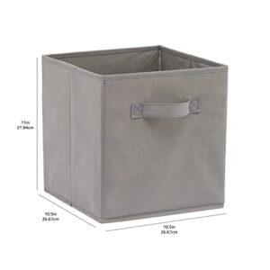 Amazon Basics Collapsible Fabric Storage Cubes Organizer with Handles, 10.5"x10.5"x11", Grey - Pack of 6