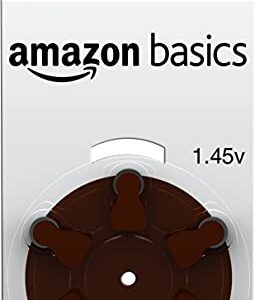 Amazon Basics 1.45 Volt Hearing Aid Batteries, Brown Tab - Pack of 60, Size 312 - Improved Performance