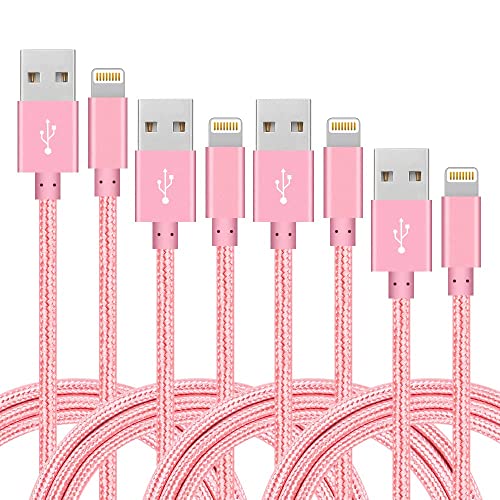 4Pack(3ft 6ft 10ft) Lightning Cable Apple Certified Braided Nylon Fast Charger Cable Compatible iPhone Max XS XR 8 Plus 7 Plus 6s 5s 5c Air iPad Mini iPod