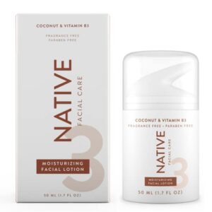 native moisturizing facial lotion, coconut & vitamin b3 facial moisturizer, face lotion, spf 30 facial moisturizer, 1.7 fl oz