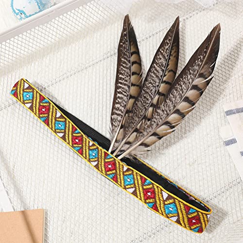 Amosfun Indian headdress headband for native American costume- Indian Halloween costume adult headband- Headpiece Fashion Elegant Flapper Headband- Hair Decoration