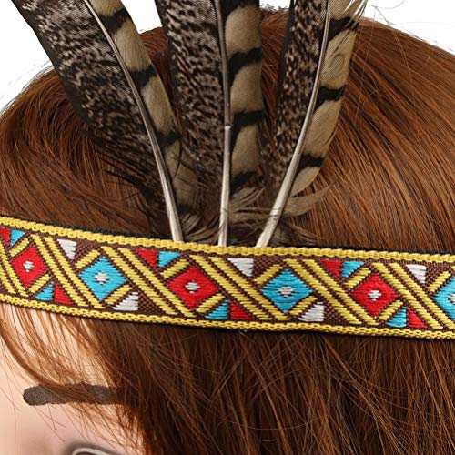 Amosfun Indian headdress headband for native American costume- Indian Halloween costume adult headband- Headpiece Fashion Elegant Flapper Headband- Hair Decoration