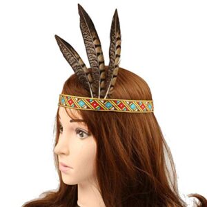 Amosfun Indian headdress headband for native American costume- Indian Halloween costume adult headband- Headpiece Fashion Elegant Flapper Headband- Hair Decoration