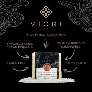 VIORI Native Essence Unscented Shampoo Bar, Conditioner Bar, and Bamboo Holder Set (Includes Bamboo) - Handcrafted with Longsheng Rice Water & Natural Ingredients - Sulfate-free, 100% Vegan