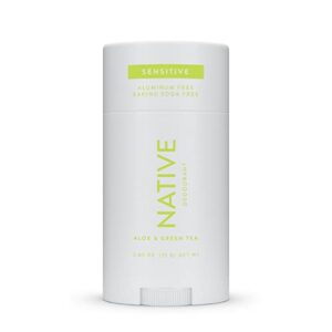 native sensitive deodorant | natural deodorant for women and men, aluminum free, baking soda free, phthalate free, talc free, coconut oil and shea butter | aloe & green tea (sensitive)