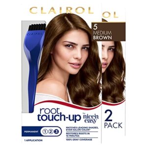 clairol root touch-up by nice’n easy permanent hair dye, 5 medium brown hair color,(pack of 2)