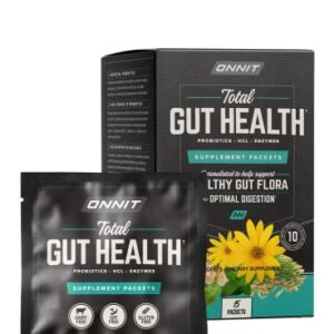 ONNIT Total Gut Health - Complete Probiotics & Digestive Enzyme Supplement for Women & Men | 5 Strains of Probiotics, Prebiotics, Enzymes, Betaine HCL