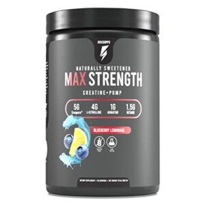 innosupps max strength – advanced creatine + pump booster, creapure 5g, hmb 500mg, l-citruline 4g, no artificial sweeteners, keto friendly, vegan, non-gmo, gluten free, soy free (blueberry lemonade)