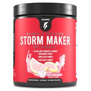 inno supps storm maker pre workout – long lasting energy, organic caffeine & yerba mate, l-citruline, ashwagandha, spectra, no artificial sweeteners, vegan, keto friendly (pink lemon rush)