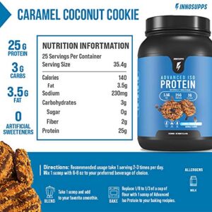 InnoSupps Advanced Iso Protein | 100% Whey Isolate Protein Powder | No Artificial Sweeteners| Low Fat, Low Carbs | 25g of Protein | Hormone Free, Gluten Free, Soy Free |(Caramel Coconut Cookie)