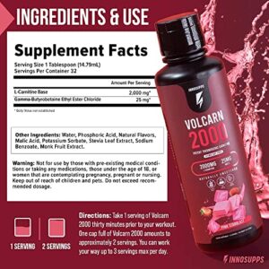 InnoSupps Volcarn 2000 - Advanced Fat Burning Liquid | L-Carnitine, GBEEC, Boost Energy, ATP Enhancer | Caffeine Free, No Artificial Sweeteners | 32 Servings (Candy Peach Rings)