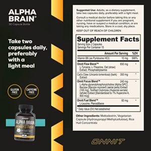 ONNIT Alpha Brain Premium Nootropic Brain Supplement, 30 Count, for Men & Women - Caffeine-Free Focus Capsules for Concentration, Brain & Memory Support - Brain Booster Cat's Claw, Bacopa, Oat Straw