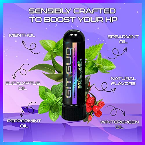 GIT GUD® Gaming Vapor Inhaler | Energy + Focus Amplifier for Esports Athlete Gamer | Stimulating Aromatherapy Scent | Portable Pre Workout Performance Disposable | WinnerMint (4 Pack)