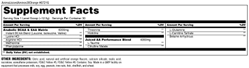 Animal Juiced Aminos - 6g BCAA/EAA Matrix plus 4g Amino Acid Blend for Recovery and Improved Performance - Orange - 30 Servings, 13.3 Ounce