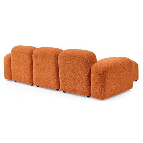 Melpomene Convertible Modular Sectional Sofa,Modern Minimalist 94.5" DIY L Shaped Reversible Sherpa Fabric Sofa Couch for Living Room,Apartment,Office(Orange)