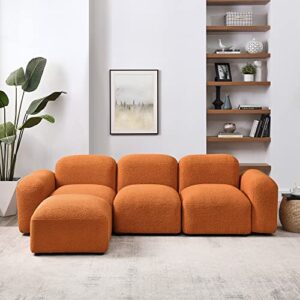 Melpomene Convertible Modular Sectional Sofa,Modern Minimalist 94.5" DIY L Shaped Reversible Sherpa Fabric Sofa Couch for Living Room,Apartment,Office(Orange)