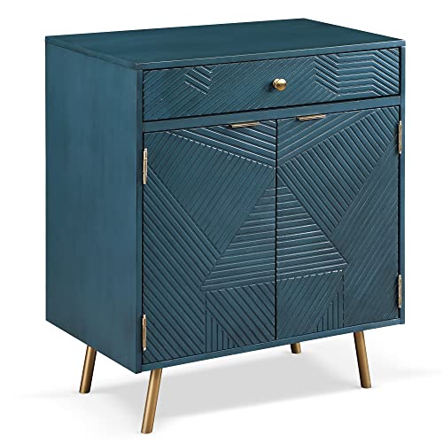 Savonnerie Accent Cabinet with Doors, Buffets & Sideboards with Drawers, Dark Teal, 28" L x 18" D x 32.5" H