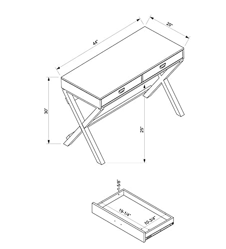 Linon Desk, White, 44"W x 20"D x 30"H