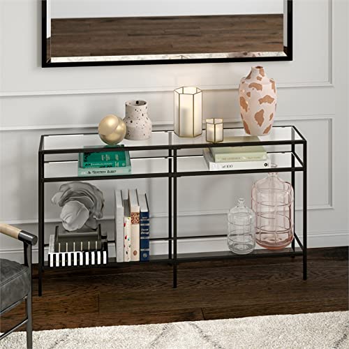 Henn&Hart 55" Wide Rectangular Console Table in Blackened Bronze, Entryway Table, Accent Table for Living Room, Hallway